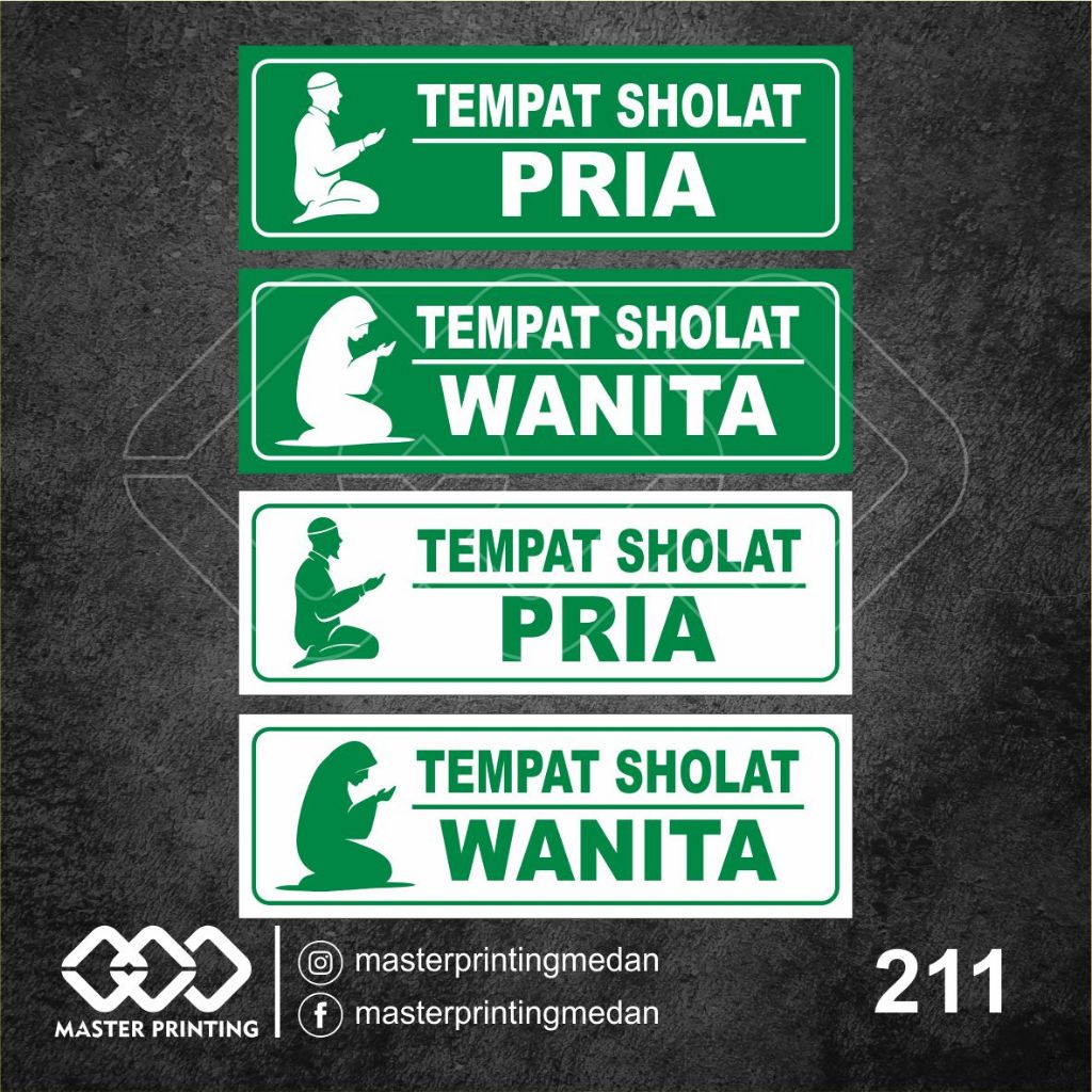 Jual 211 - Stiker Tempat Sholat Pria dan Wanita, Sticker Vinyl, Premium ...