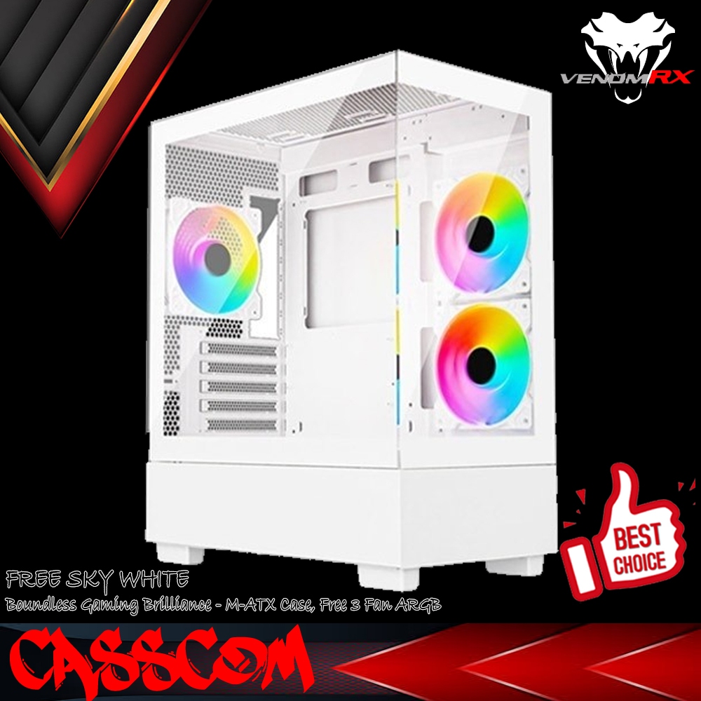 Jual VenomRX Free Sky Gaming Case Inlcude 3 Fan ARGB MATX Casing PC ...