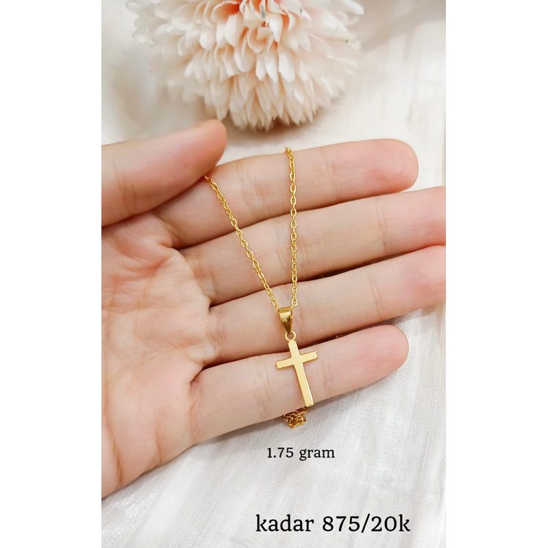 Jual Grosir Set kalung salib minimalis elegant emas asli Keren kadar ...