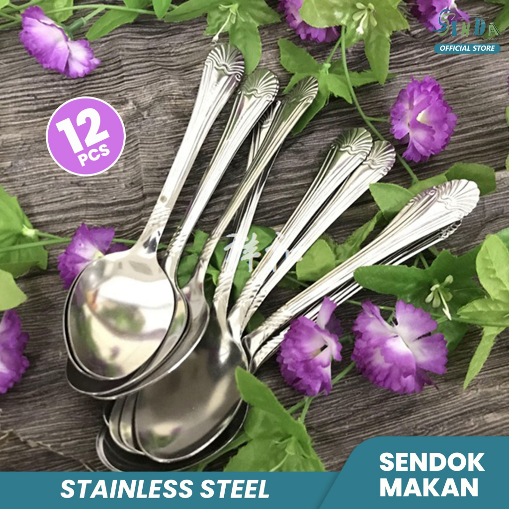 Jual 1 Lusin (B 001) Sendok Stainless / Sendok Makan Polos / Set Sendok ...