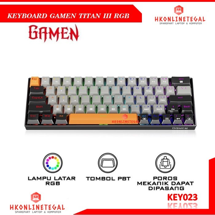 Jual Keyboard Gaming Mechanical Switch GAMEN Titan III RGB Ori - Black ...