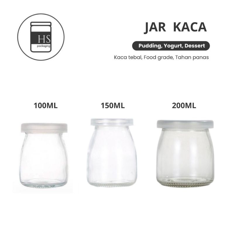 Jual HS PACKAGING - Jar pudding 100ml/150ml/200ml tutup plastik | Shopee Indonesia
