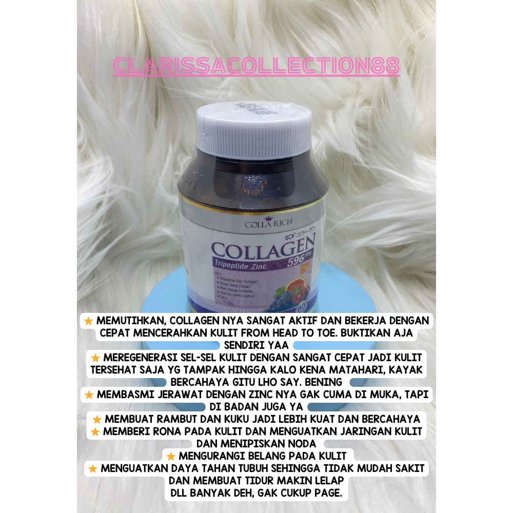 Jual COLLAGEN TRIPEPTIDE ZINC PLUS VITAMIN C ORIGINAL/COLLA RICH COLLAGEN ORIGINAL THAILAND ...