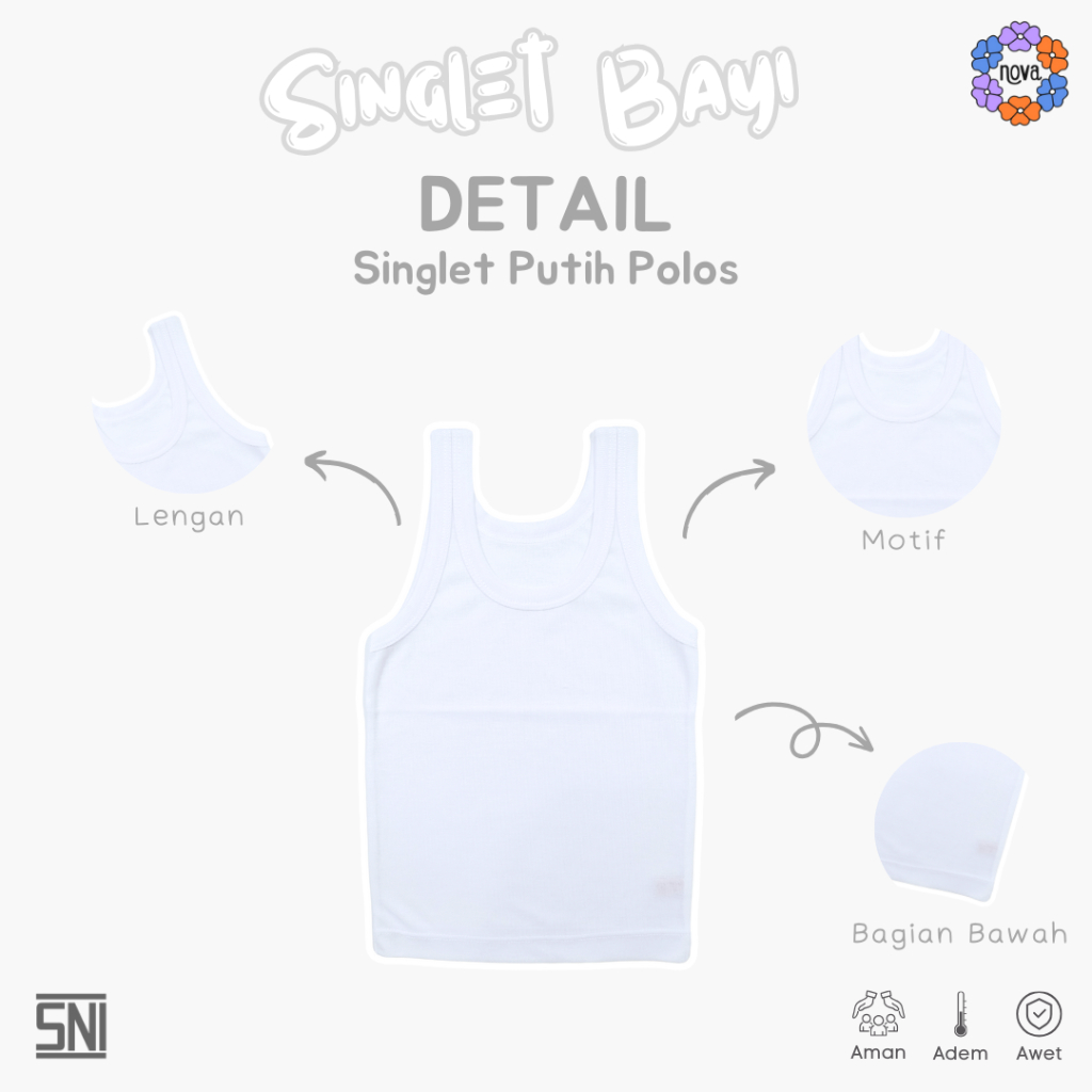 Jual NOVA Singlet Bayi - Singlet Polos Putih 6-12 bulan (1 pcs ...
