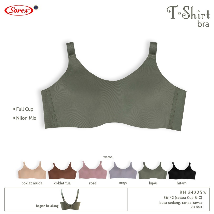 Jual bh sorex 34225 T-shirt bra seamless tanpa kawat, kait 3 | Shopee ...