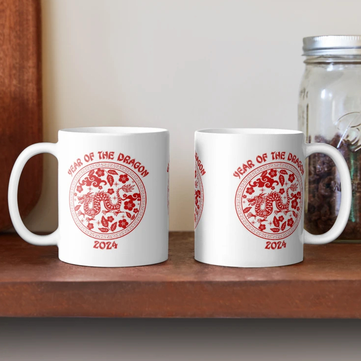 Jual Mug Gelas Gambar Naga Tahun Baru Imlek Merah | Shopee Indonesia