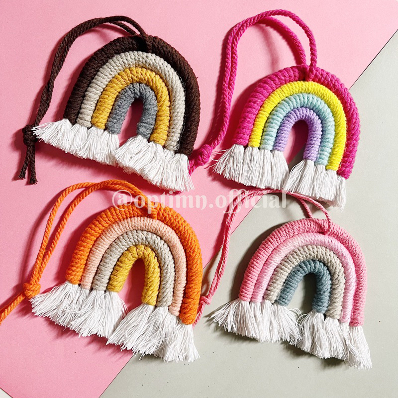 Jual [PART 4] Gantungan Kunci Rainbow Macrame | Keychain Aesthetic Lucu ...