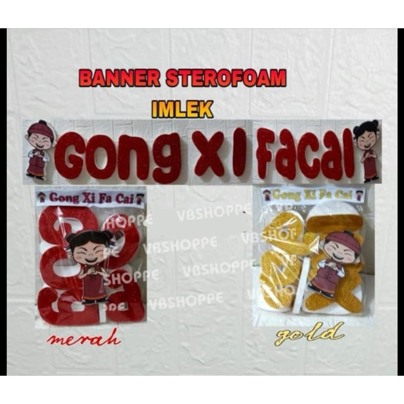 Jual BANNER IMLEK GONG CI FA CHAI RUMBAI GARLAND BACKDROP STEROFOAM ...