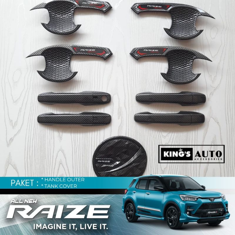 Jual King's - Handle Outer Pintu Tank Cover Toyota Raize Carbon Glossy ...