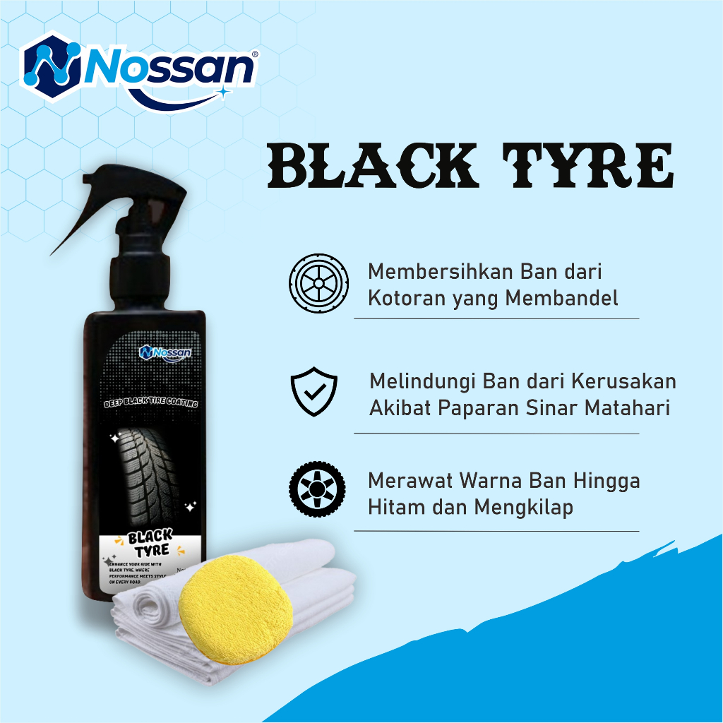 Jual Nossan Black Tyre 250 ml Penghitam Ban Mobil Original | Shopee ...