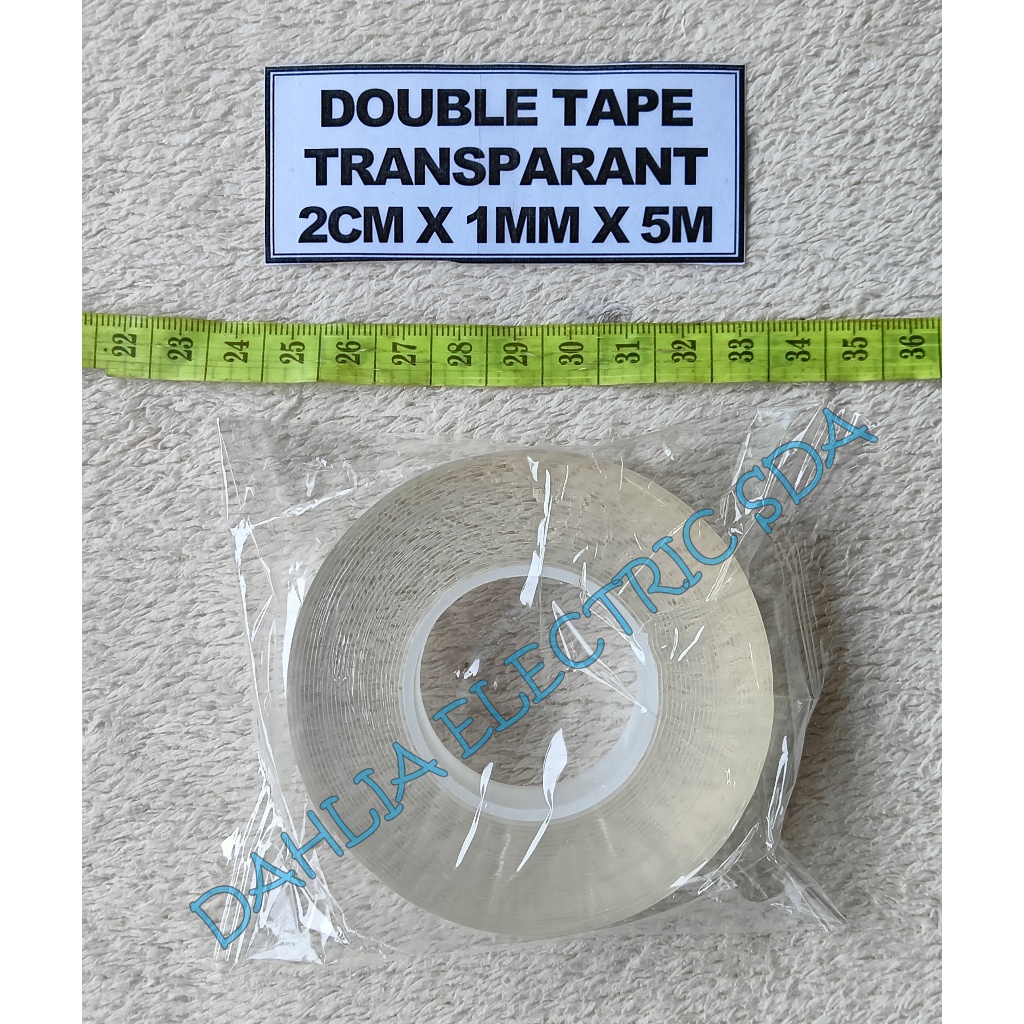 Jual DOUBLE TAPE TRANSPARANT 2 SISI 2CM X 1MM X 5M | Shopee Indonesia