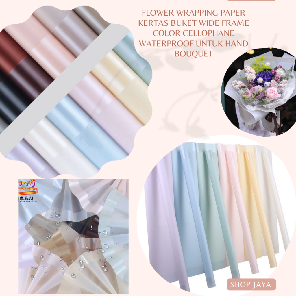 Jual ( 5 LEMBAR )Flower Wrapping Wide Frame Big Line Color Cellophane ...