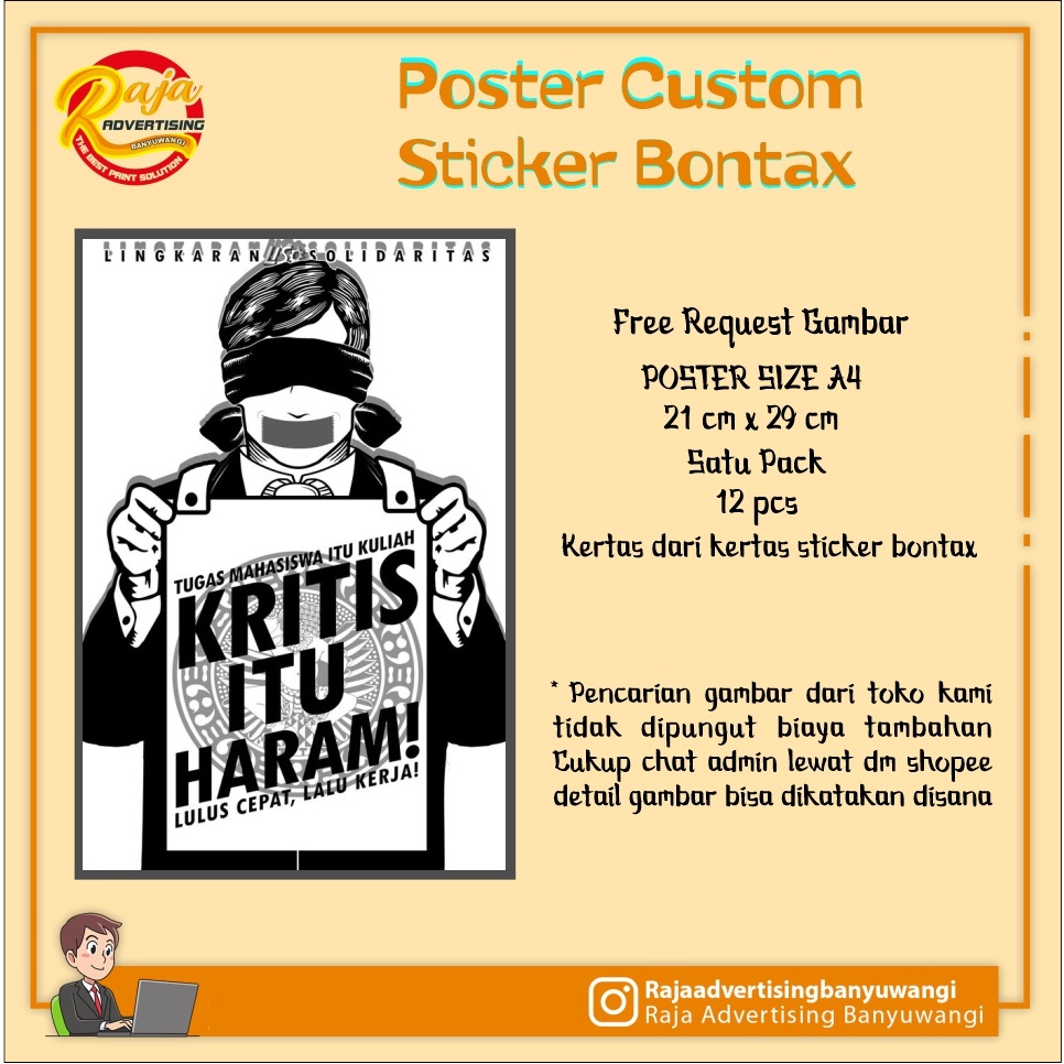 Jual POSTER/STICKER BONTAX UKURAN A4 BEBAS REQUEST DESAIN/GAMBAR ...