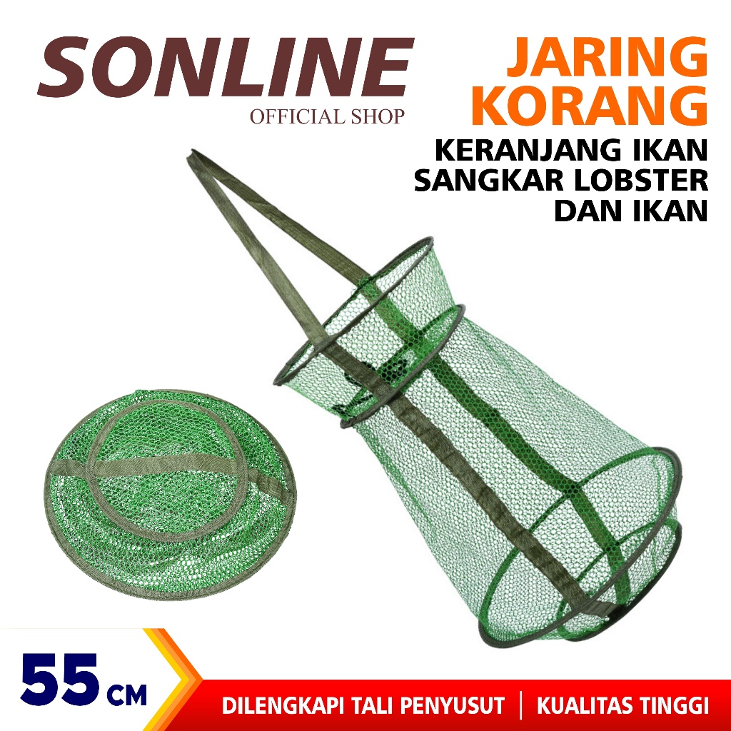 Jual SONLINE -- Korang Pancing Ikan Nilon/Koja Tinggi 55cm Waring Udang ...