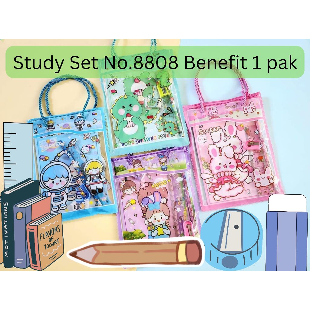 Jual PAKET ALAT TULIS STUDY SET BUKU MEREK BENEFIT NO.8808 1 PAK ...