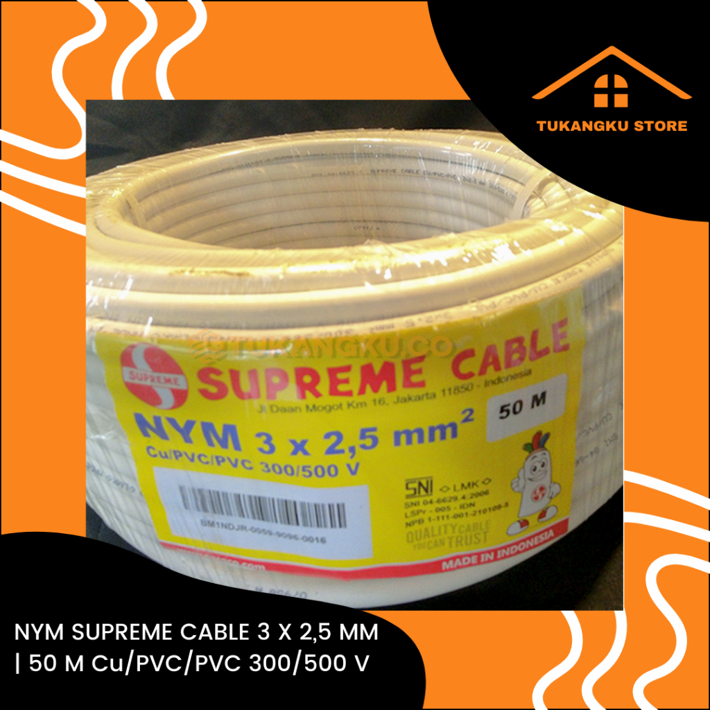 Jual NYM SUPREME CABLE / KABEL SUPREME 3 X 2,5MM | 50 METER | Shopee ...