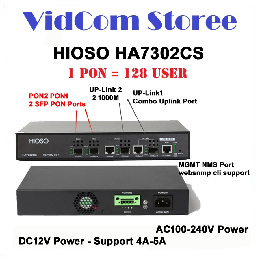 Jual OLT EPON HIOSO HA7302CS 2 PON Power AC + DC | Shopee Indonesia