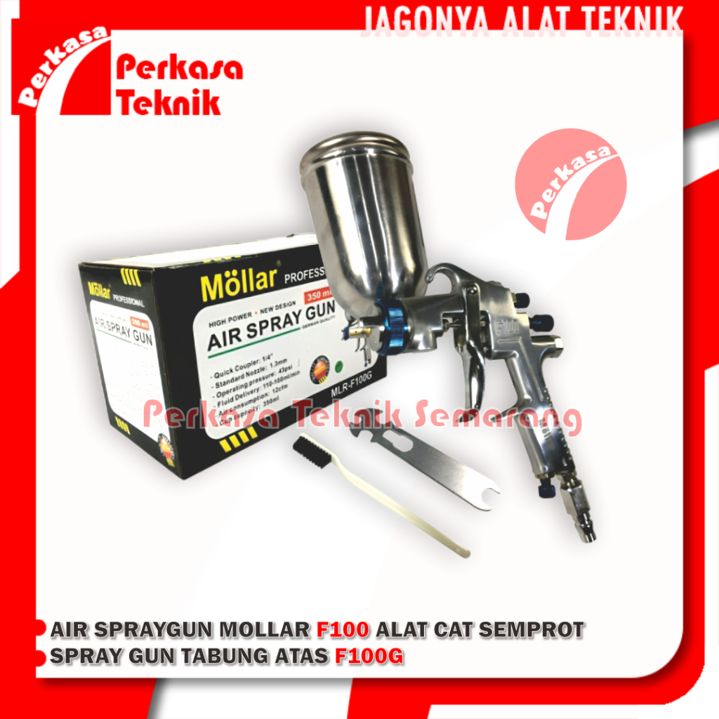 Jual Air Spraygun MOLLAR F100 Alat Cat Semprot Spray Gun Tabung Atas ...