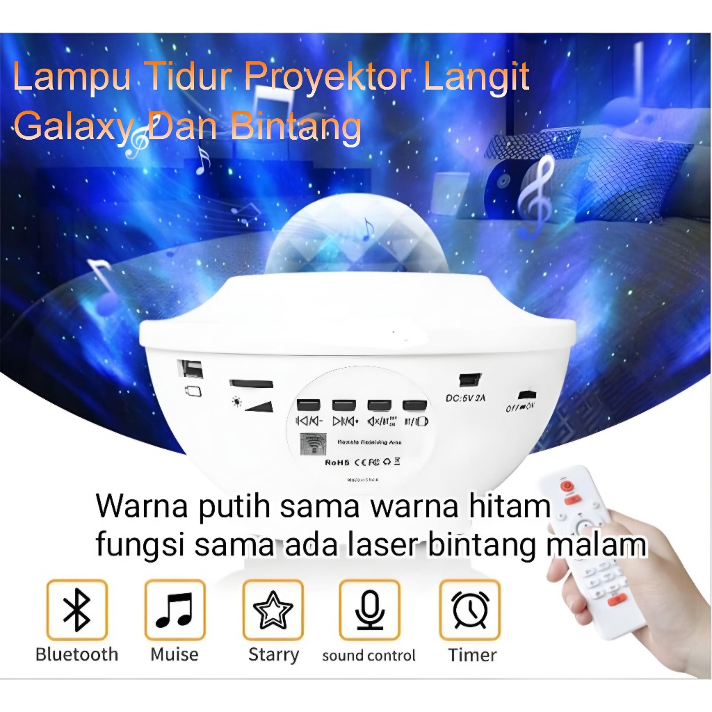 Jual [ Pplus ] Lampu Proyetor Aurora Dengan Speaker Langit Malam Bulan ...