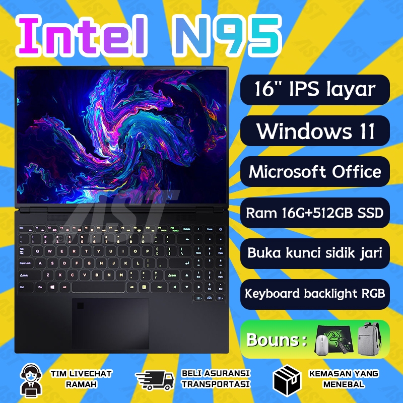 Jual AST Laptop baru 16 inch Intel N95 RAM16G/512GB ungu/hitam ...