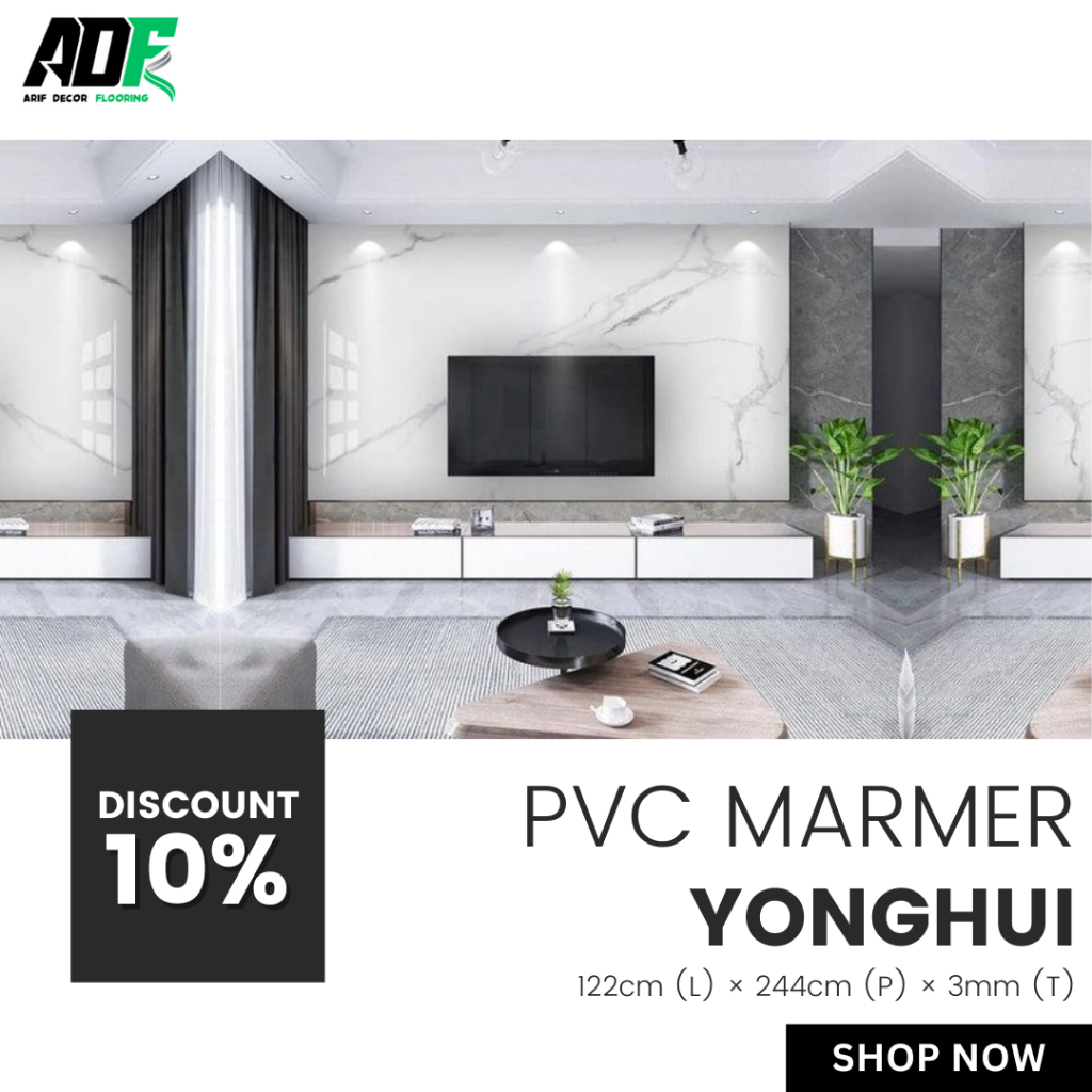 Jual TERMURAH PVC MARMER YONGHUI Dekorasi Dinding / Panel WPC / PVC ...