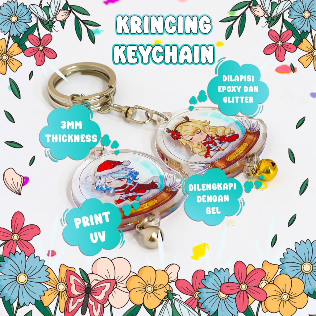 Jual Keychain Epoxy Krincing Akrilik Custom | Keychain Epoxy Bell ...