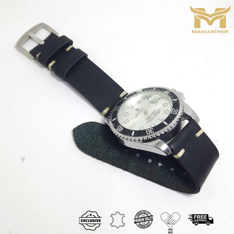 Jual Tali jam Kulit asli 1 lapis, tali jam kulit hitam, strap jam kulit ...