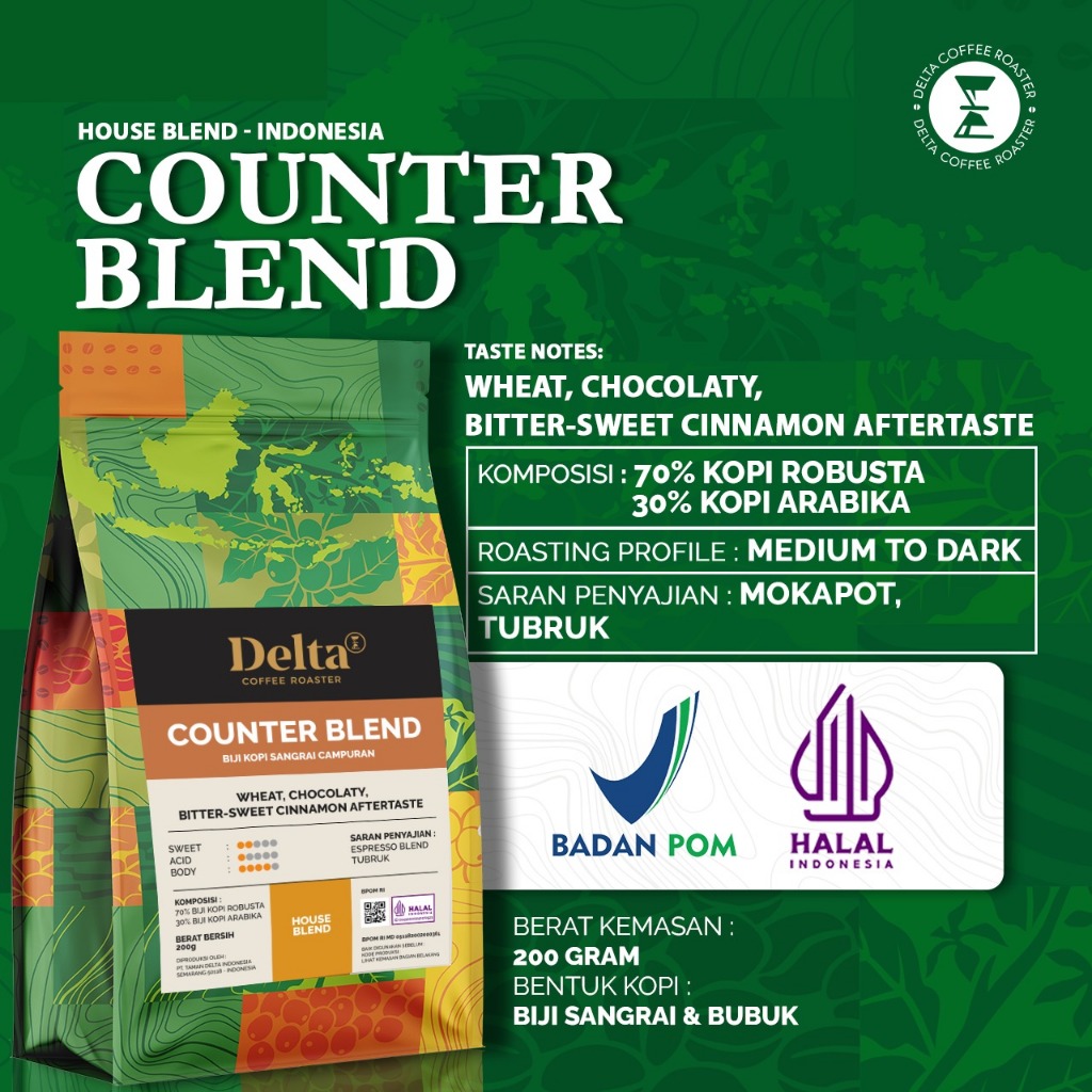 Jual Delta Coffee - Counter House Blend Medium to Dark Roast 1Kg ...
