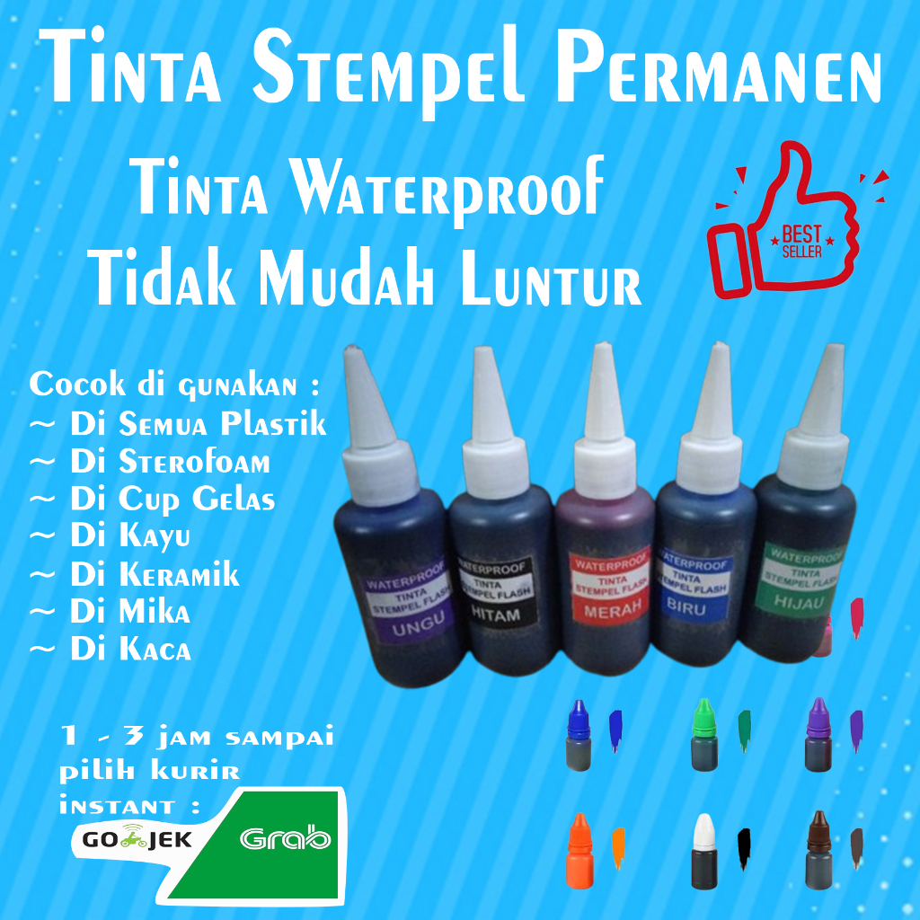 Jual Tinta Stempel Permanent Waterproof 100 ml dan 5 ml | Shopee Indonesia