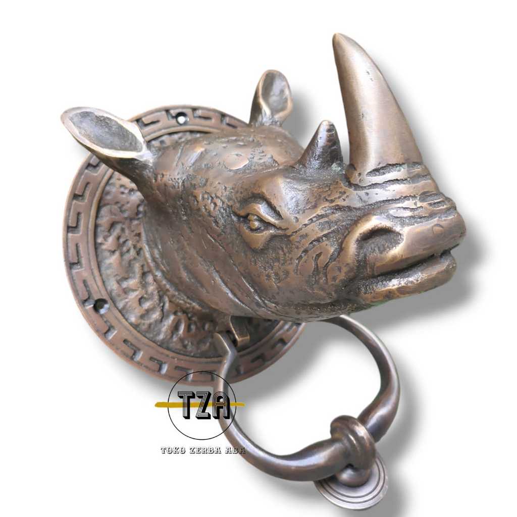 Jual Ketukan Pintu Kuningan Antik Motif Badak Bercula Satu 1 Pcs ...