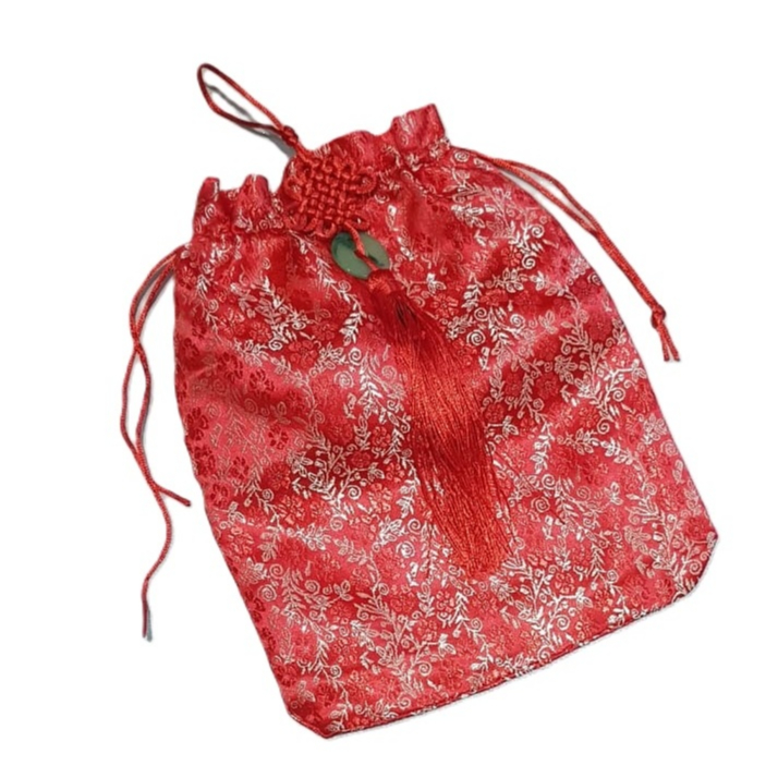 Jual Tas kantong imlek bahan kain motif bunga giok tassel premium warna ...