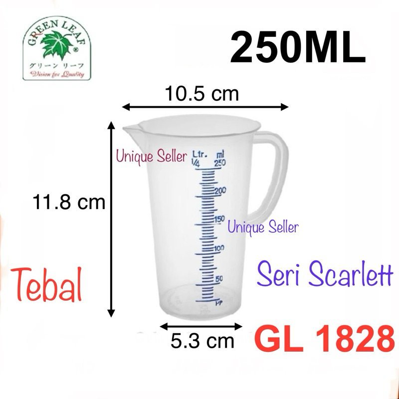 Jual Gelas Takar Ukur 250ml 500ml 1000ml 2000ml Tebal Gelas Takar Scarlett Measuring Cup Green ...
