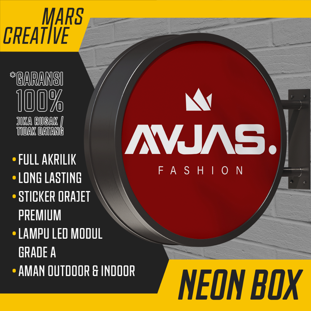 Jual Sticker Neonbox Diameter 50cm 1 Sisi Free Design | Shopee Indonesia
