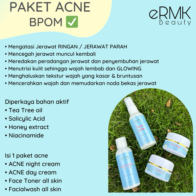 Jual BPOM PAKET ACNE jerawat ERMK BEAUTY (kemasan baru ) cream jerawat meradang jerawat parah ...