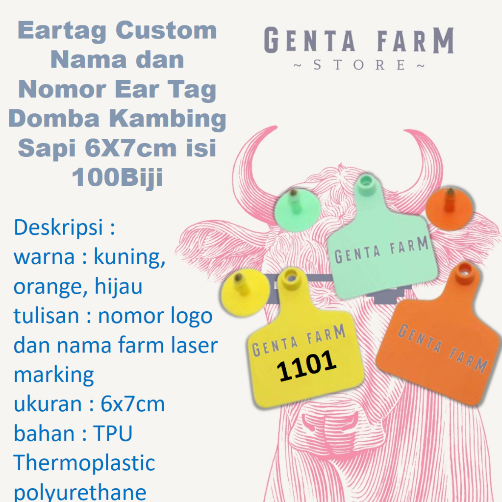 Jual Eartag Kambing CustomEar Tag Domba Kambing Sapi 6X7cm isi 100 Pcs ...