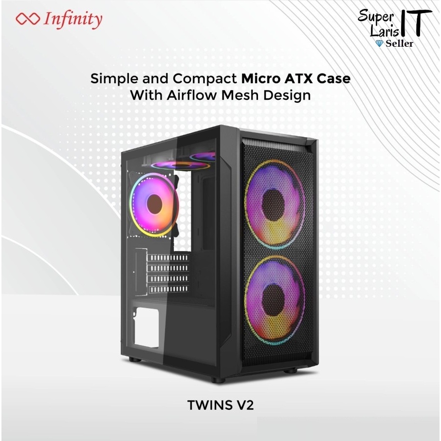 Jual Infinity INF Twins V2 Casing/Case Gaming m-ATX PC/komputer ...