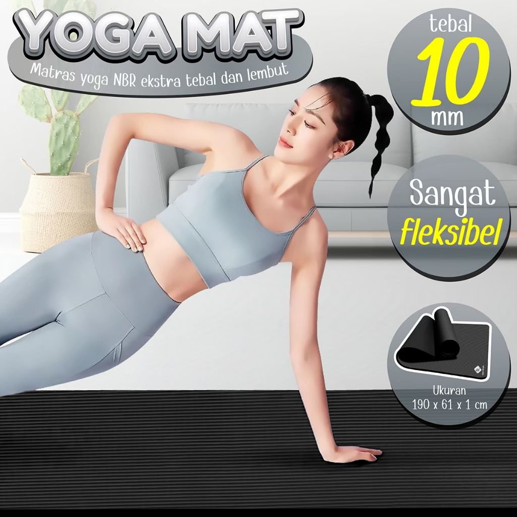 Jual HTD Sport Matras Yoga Matt Anti Slip 10mm Alat Olahraga Alas Senam ...