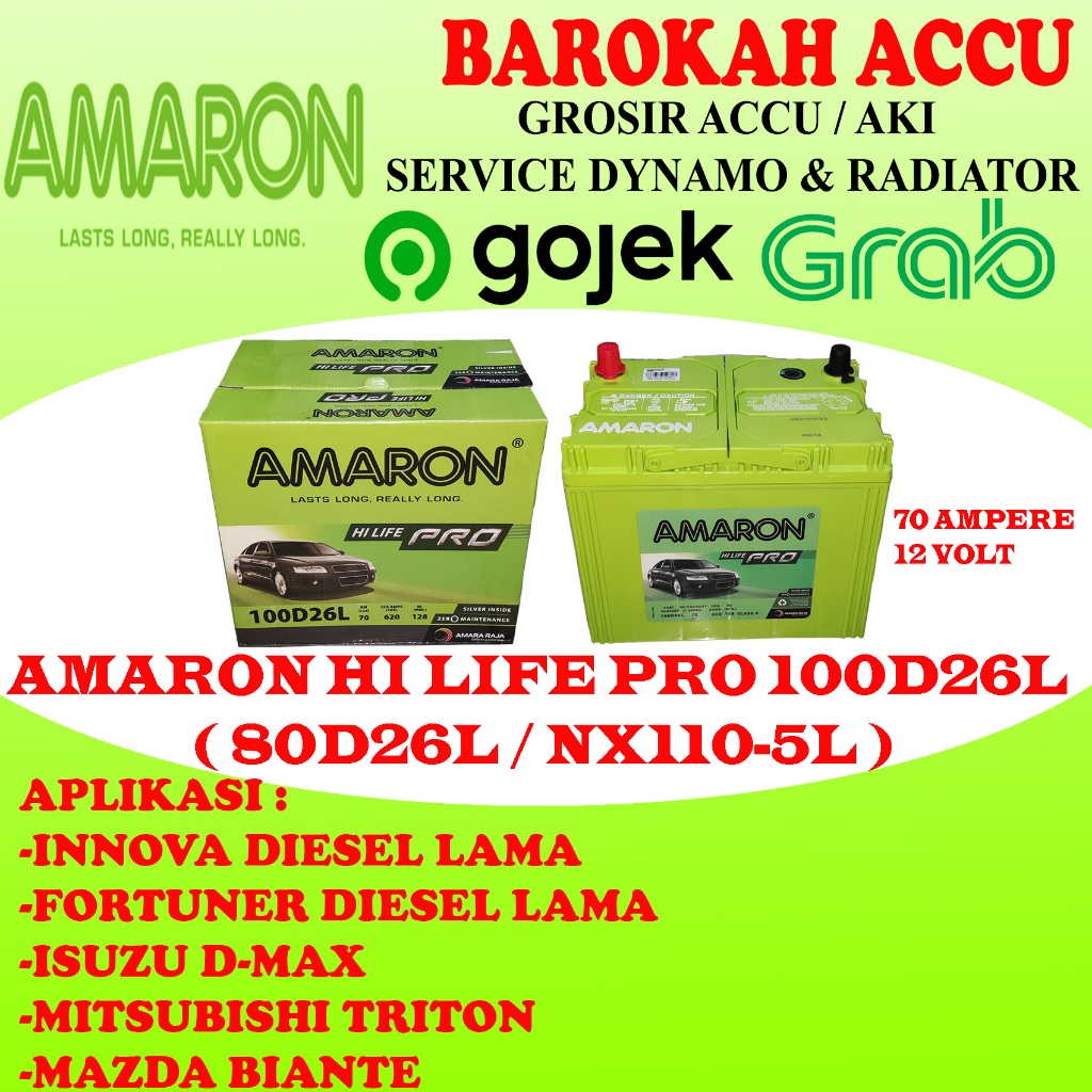 Jual AKI AMARON HI LIFE PRO 100D26L / 80D26L / NX110-5L , 70 AH | Shopee Indonesia