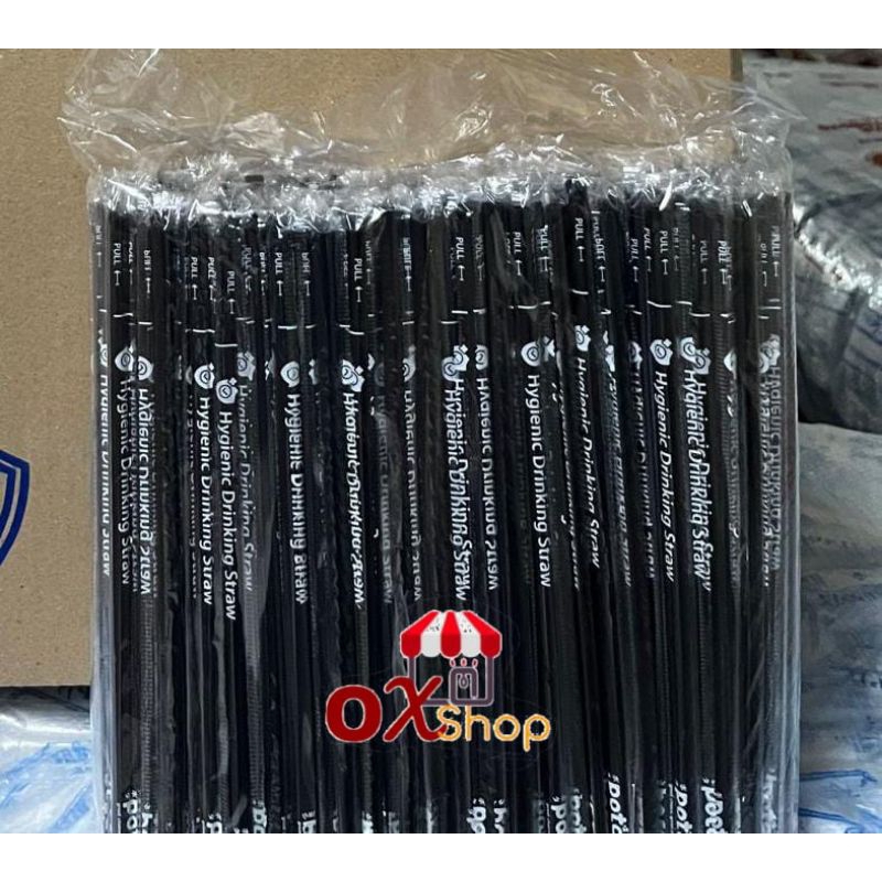 Jual SEDOTAN/STRAW BUBLE WRAPING HITAM 6MM X 20CM STERIL ISI 250PCS ...