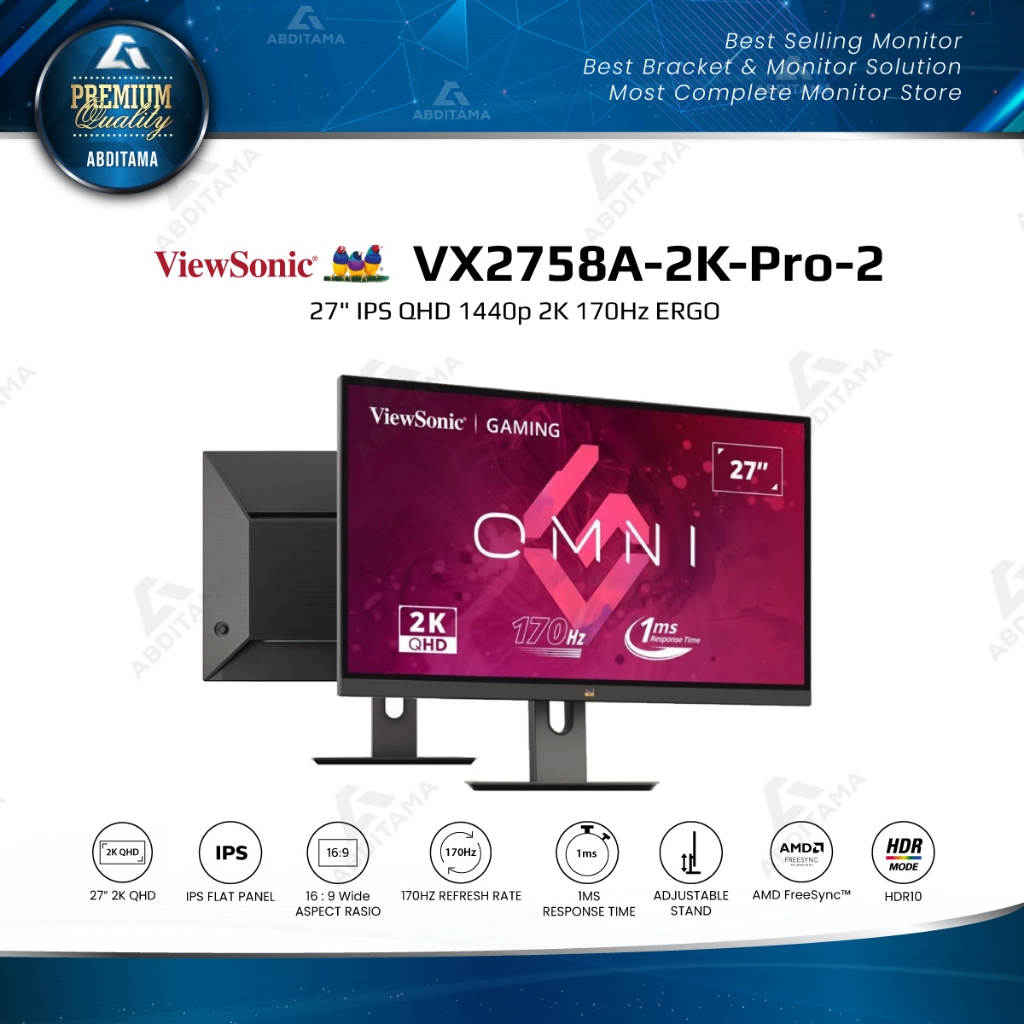 Jual Monitor LED Viewsonic VX2758A-2K-Pro-2 27" IPS QHD 1440p 2K 170Hz ERGO | Shopee Indonesia