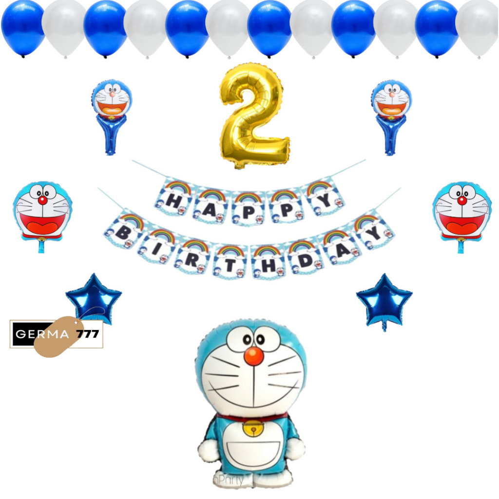 Jual Paket Dekorasi Ulang Anak Tahun Tema Doraemon / Balon Banner Happy ...