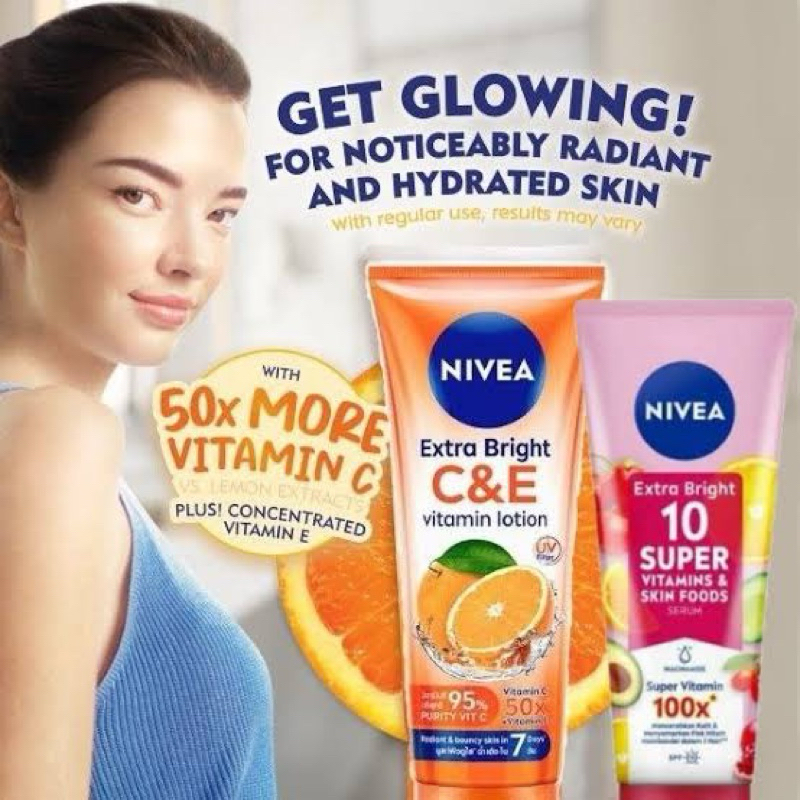 Jual Nivea Extra Bright 10 Super Vitamins & Skin Food Serum 180ML / Nivea Extra Bright C&E ...