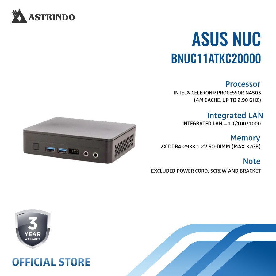 Jual Asus NUC 11ATKC2 Intel Celeron N4505 Gen 11 DDR4 Mini PC - Barebone | Shopee Indonesia
