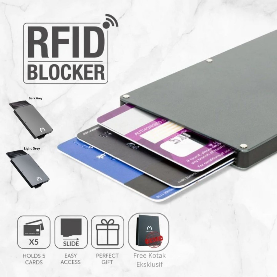 Jual Mediatech RFID Alumunium Card Holder Blocking For Travel - Dompet ...