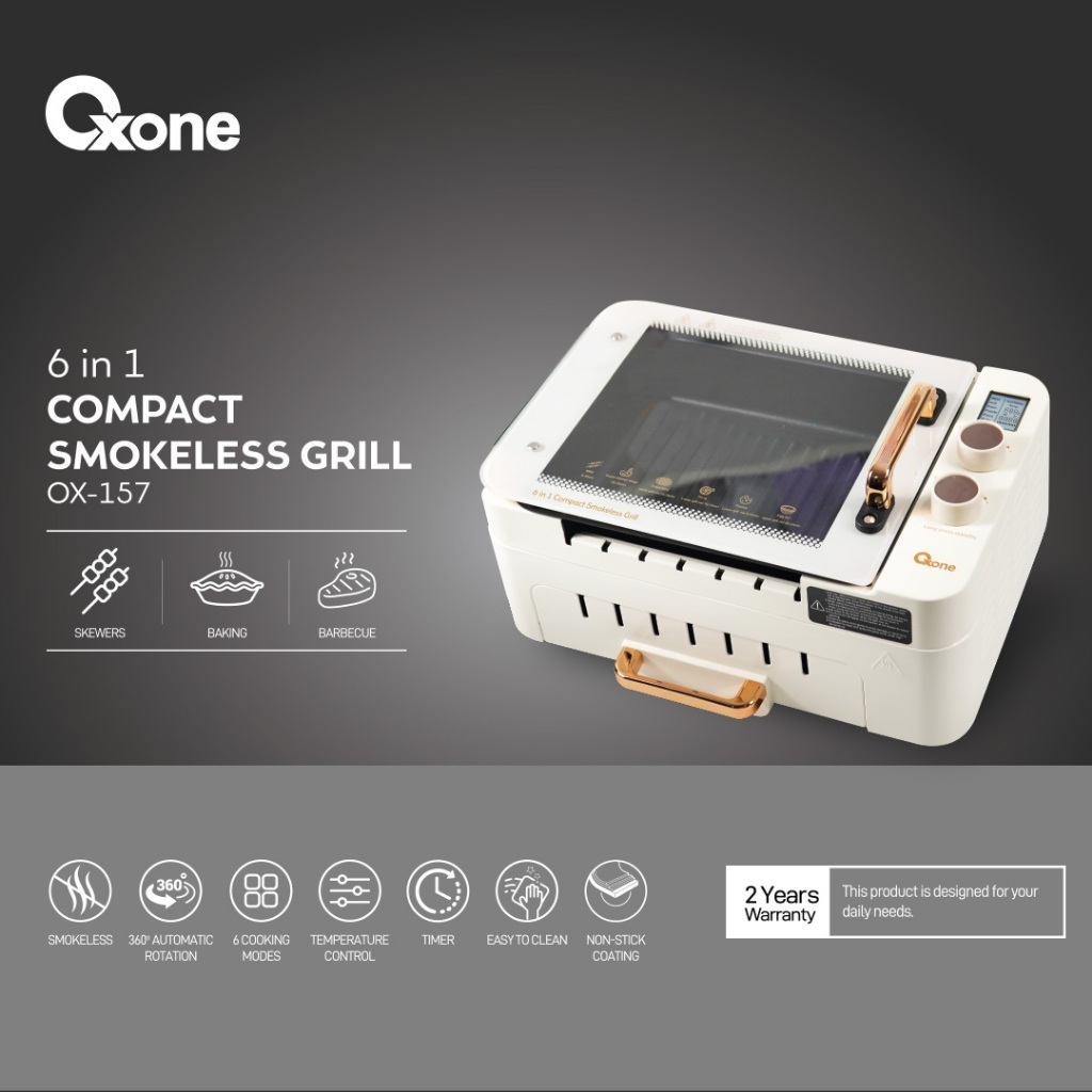 Jual Oxone OX-157 Compact Smokeless Grill 6 in 1 | Pembuat Sate | Multifungsi | Pemanggang ...