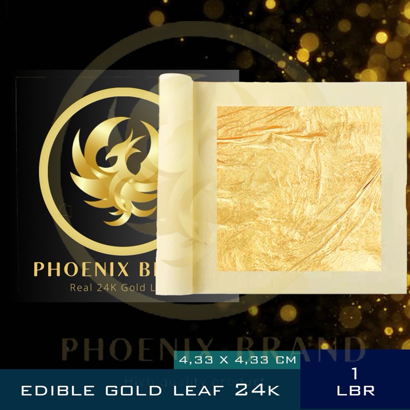 Jual [1 LBR] Edible Gold Leaf Foil Sheet 24K Food Grade Kertas Emas Prada - Phoenix Brand ...