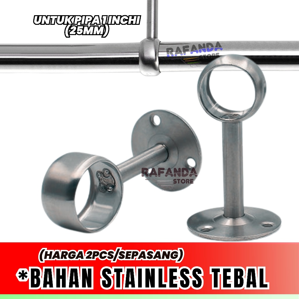 Jual Sepasang (2pcs) braket tengah penyangga pipa bulat 25mm /1 inchi ...
