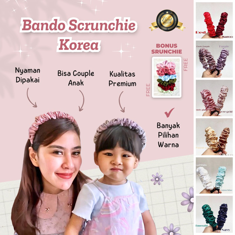 Jual Bando bondu Headband korea srunchie satin anak bayi perempuan ...