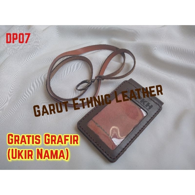 Jual Name Tag/Lanyard (ID Card Holder) Kulit Pria Pull Up Full Kulit Asli Garut Handmade (DP07 ...