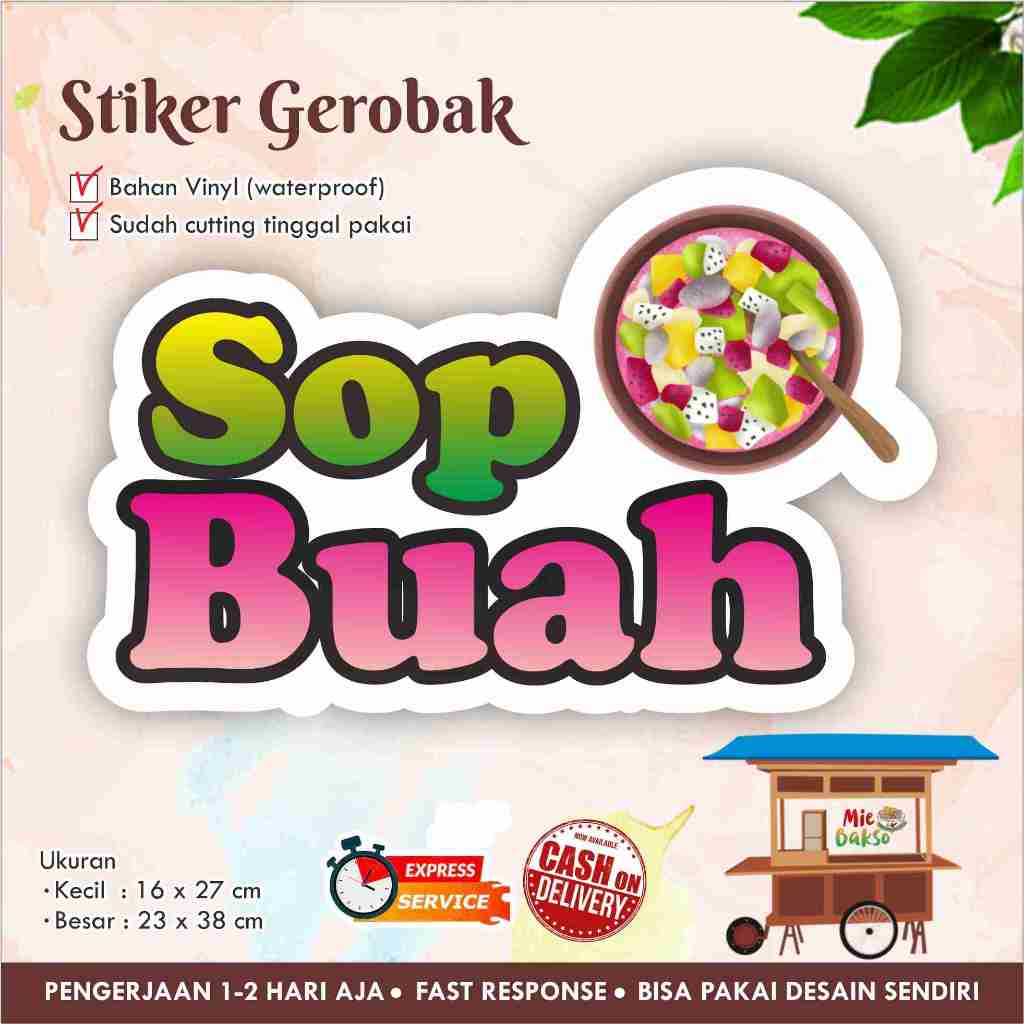 Jual STIKER KACA GEROBAK VINYL SOP BUAH / LABEL MAKANAN | Shopee Indonesia